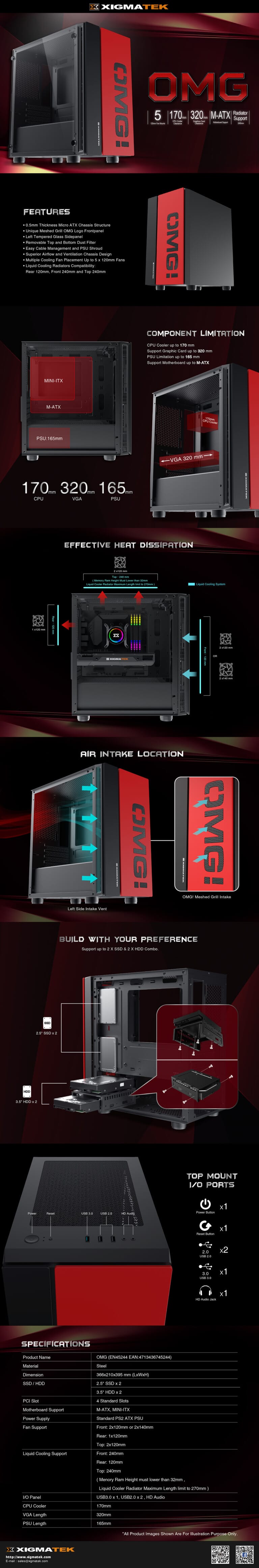 Vỏ Case Xigmatek OMG Gaming M-ATX (Black-Red) | Nhựt Nguyễn Computer