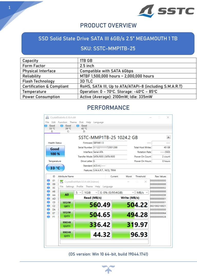 Ổ cứng SSD SSTC Megamouth 1TB Sata III 2.5" | Nhựt Nguyễn Computer